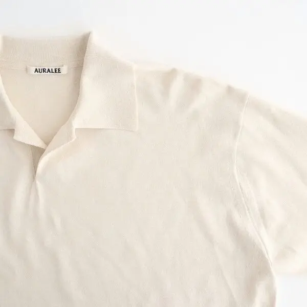 Auralee Open Collar Knit Polo Shirt