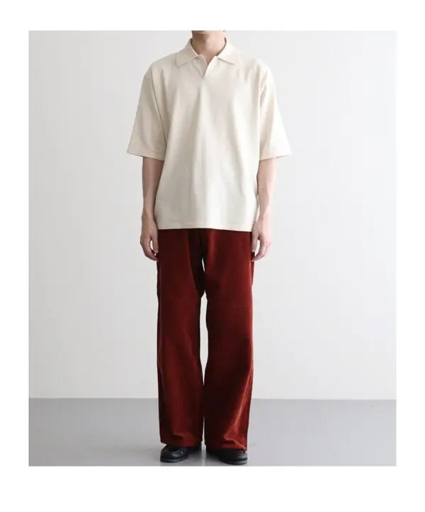Auralee Open Collar Knit Polo Shirt
