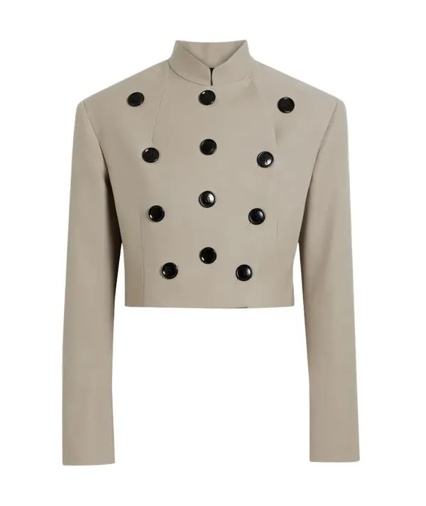 Alaïa Cropped Button-detailed Wool Gabardine Jacket