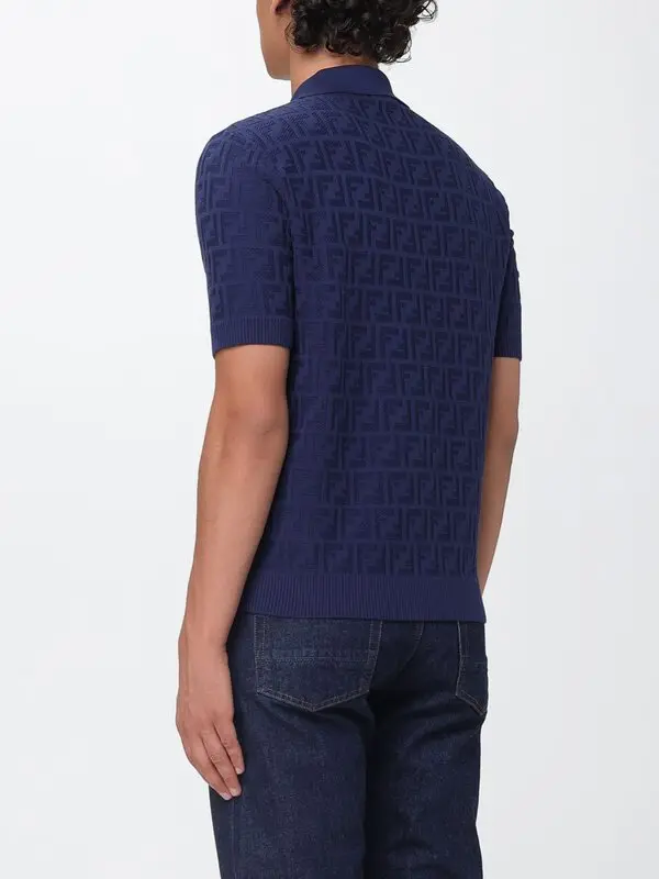 Fendi Logo Detailed Short-sleeved Polo Shirt - Dark Blue