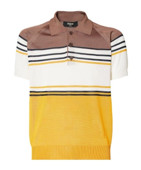 Fendi Short Sleeved Striped Polo Shirt - Multicolour