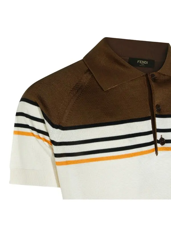 Fendi Short Sleeved Striped Polo Shirt - Multicolour