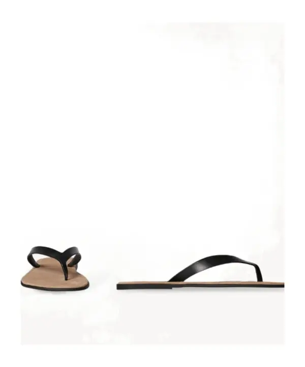 THE ROW Leather Thong-strap Flat Sandals - Black