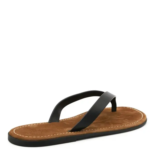 THE ROW Leather Thong-strap Flat Sandals - Black