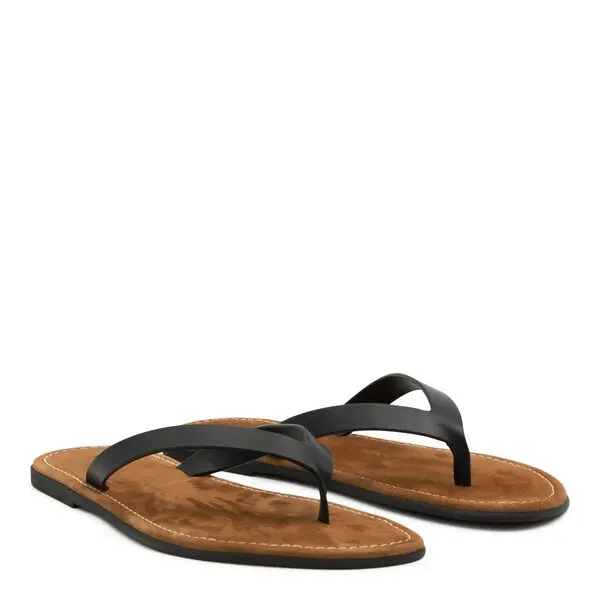 THE ROW Leather Thong-strap Flat Sandals - Black
