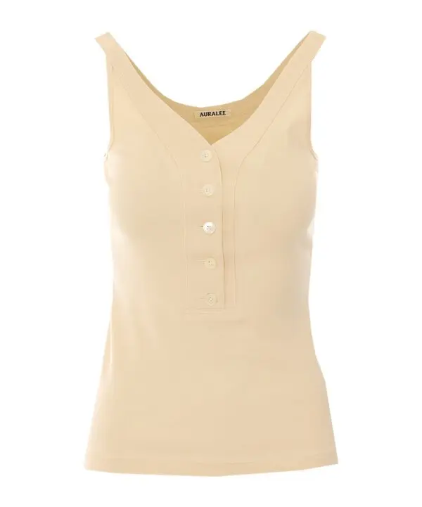 Auralee V-neck Sleeveless Vest With Ribbed Details - Nude