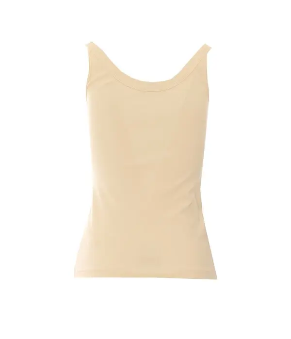 Auralee V-neck Sleeveless Vest With Ribbed Details - Nude