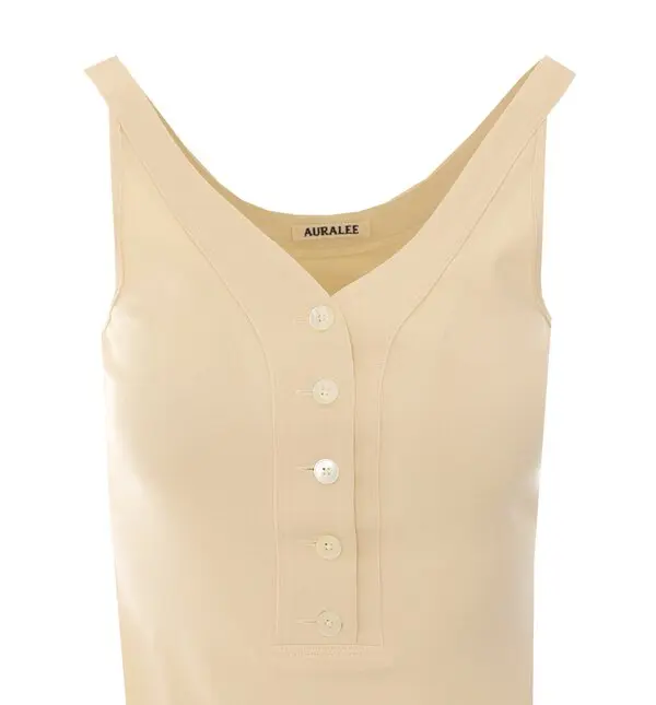 Auralee V-neck Sleeveless Vest With Ribbed Details - Nude