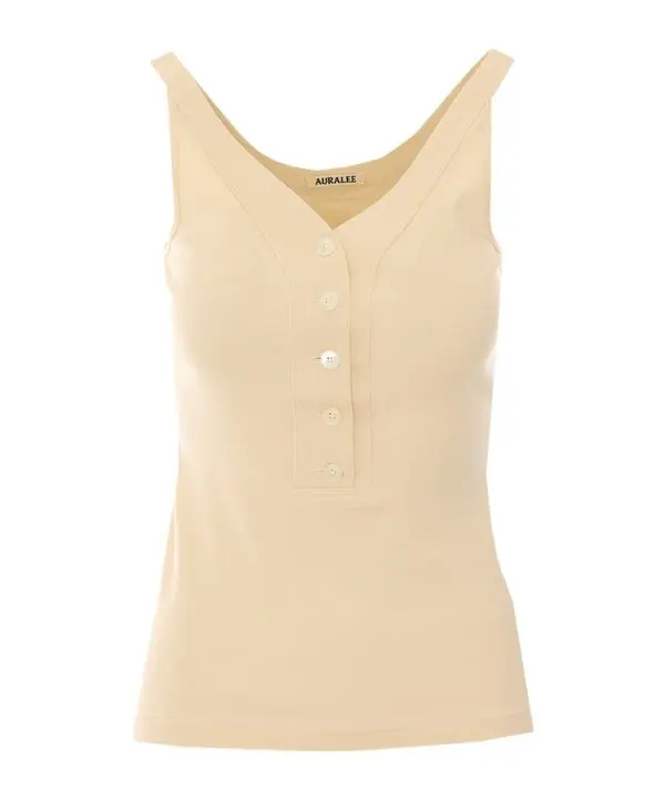 Auralee V-neck Sleeveless Vest With Ribbed Details - Nude