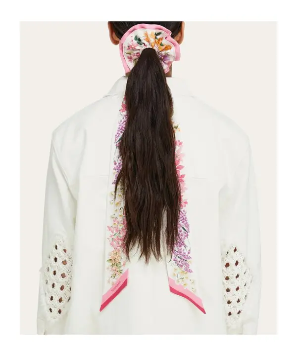 FERRAGAMO Silk Printed Scrunchie With Detachable Bandeau