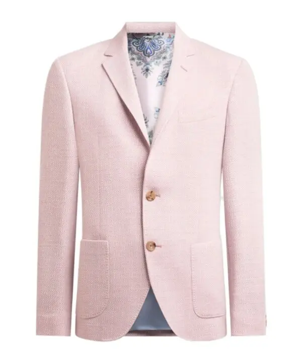 Etro Single-breasted Jacket In Knit Wool-blend Fabric - Pink