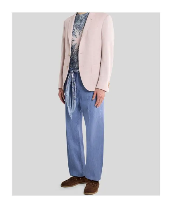 Etro Single-breasted Jacket In Knit Wool-blend Fabric - Pink