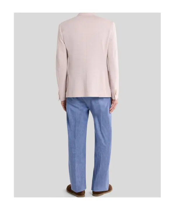 Etro Single-breasted Jacket In Knit Wool-blend Fabric - Pink