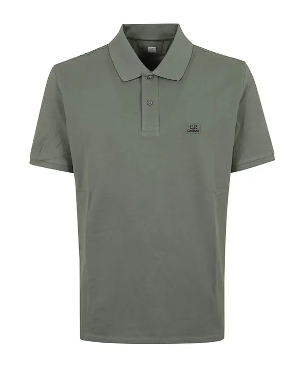 C.P. COMPANY Logo Patch Short Sleeved Polo Shirt - Gray