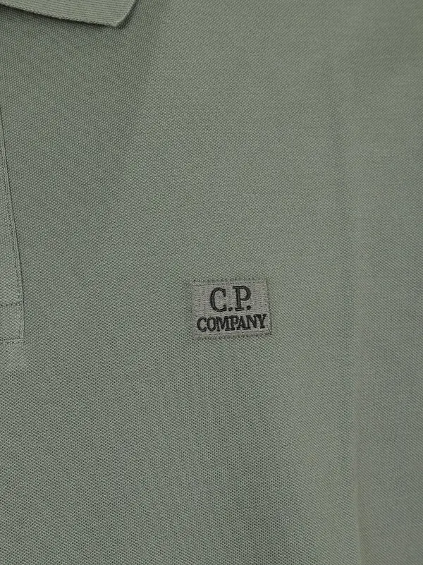 C.P. COMPANY Logo Patch Short Sleeved Polo Shirt - Gray