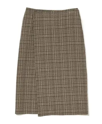 Auralee Plaid Wrap Skirt