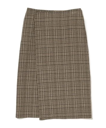 Auralee Plaid Wrap Skirt