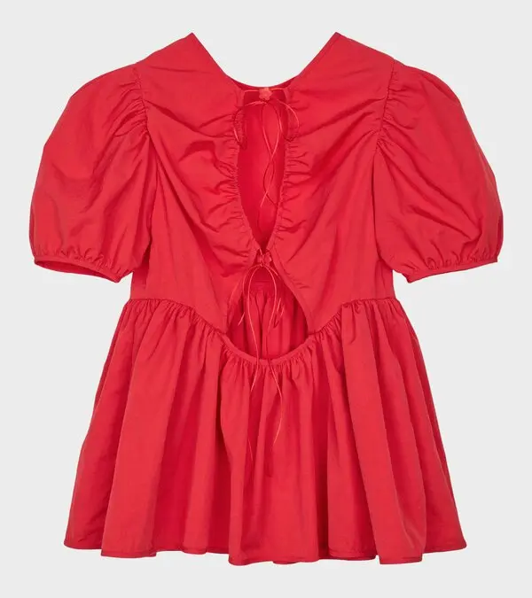 Cecilie Bahnsen Darla Top Short Puff Sleeve Peplum Blouse