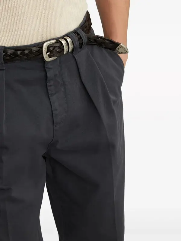 Brunello Cucinelli Pleated Cotton Trousers - Black