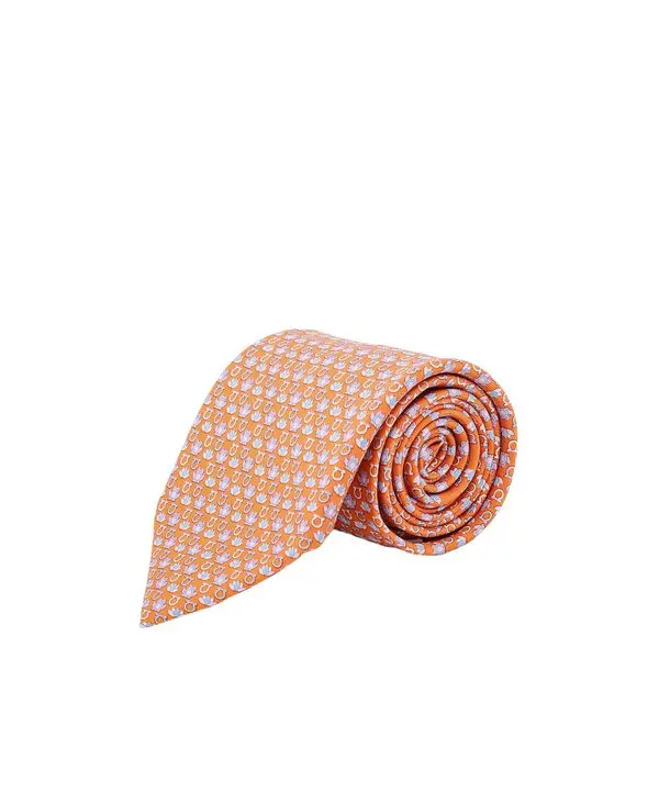 FERRAGAMO Frog Print Silk Tie - Pink