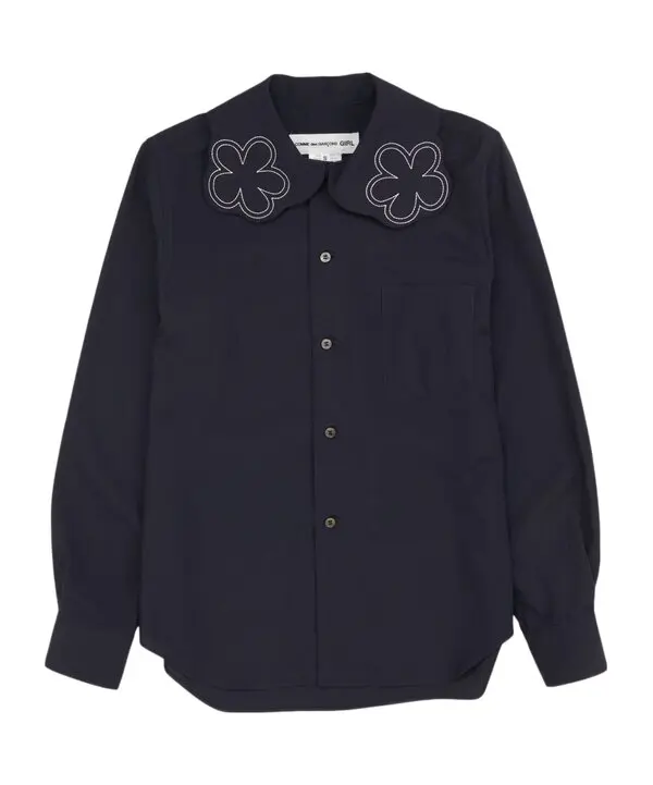 Comme Des Garçons Flower Collar Shirt - Navy