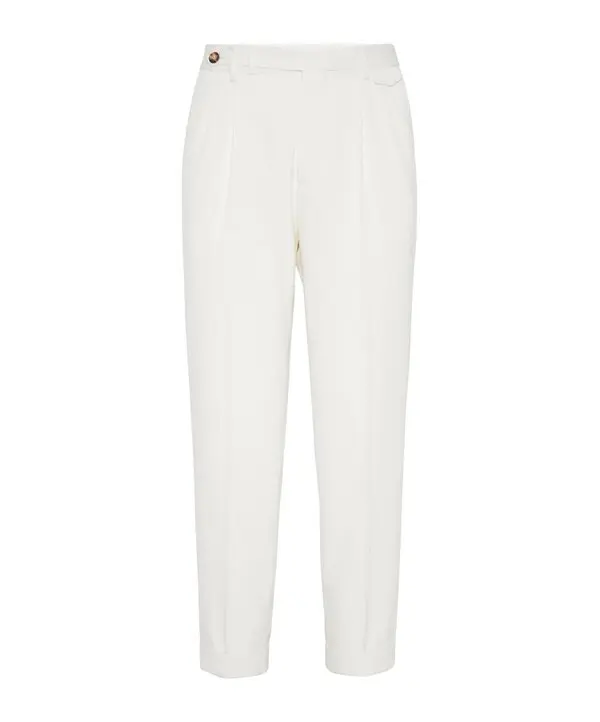 Brunello Cucinelli High-waist Tapered Trousers - White