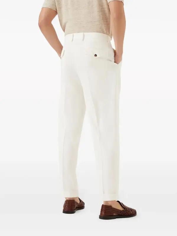 Brunello Cucinelli High-waist Tapered Trousers - White