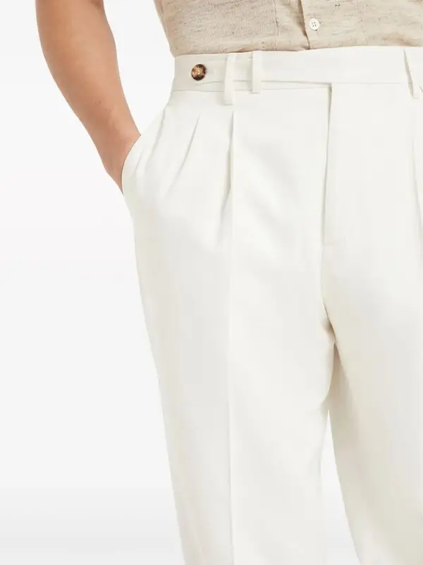 Brunello Cucinelli High-waist Tapered Trousers - White