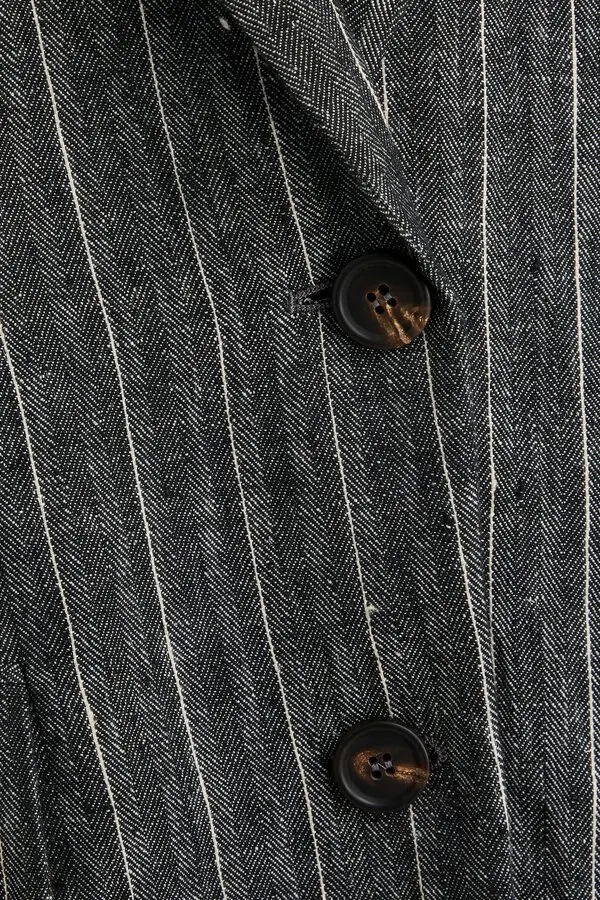 Brunello Cucinelli Striped Lapel Long-sleeved Suit Jacket - Black