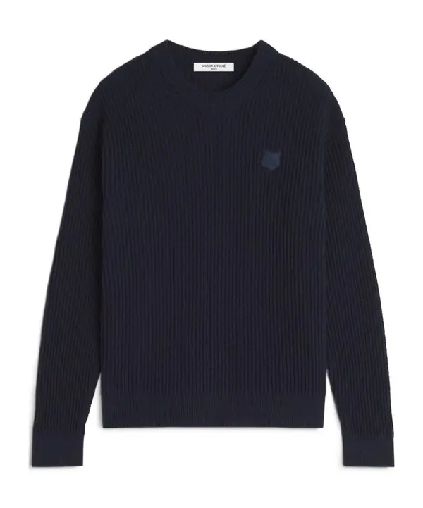 Maison Kitsuné Fox Head Patch Crew Neck Sweater