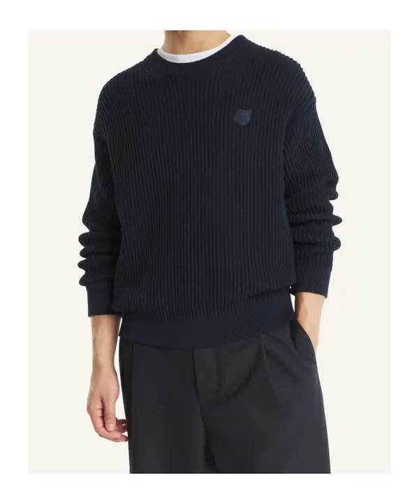 Maison Kitsuné Fox Head Patch Crew Neck Sweater