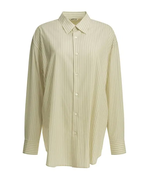 Auralee Super Fine Wool Striped Shirt - White