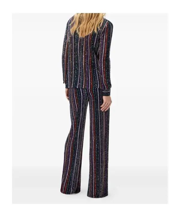 Missoni Sequined Chevron Stripe Henley Blouse