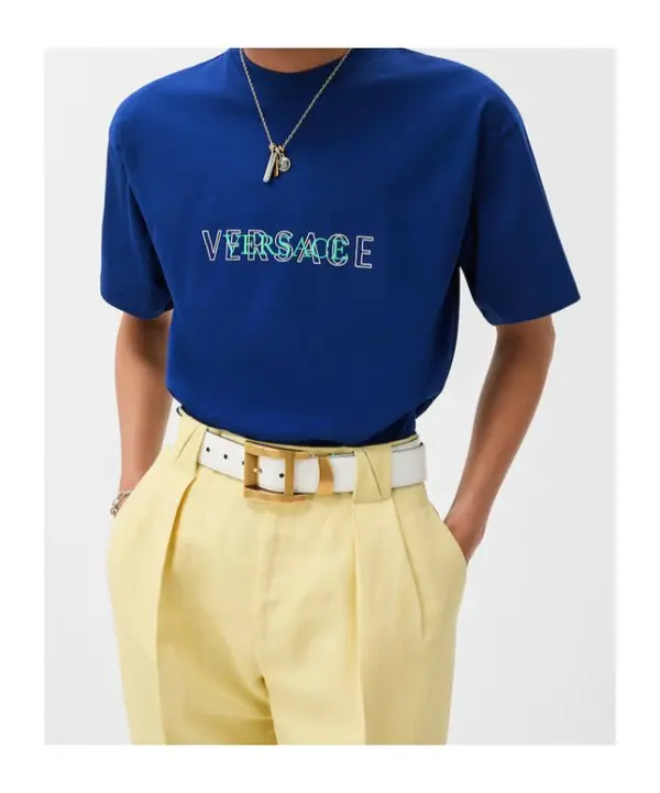 Versace Embroidered-logo Cotton-jersey Regular T-shirt