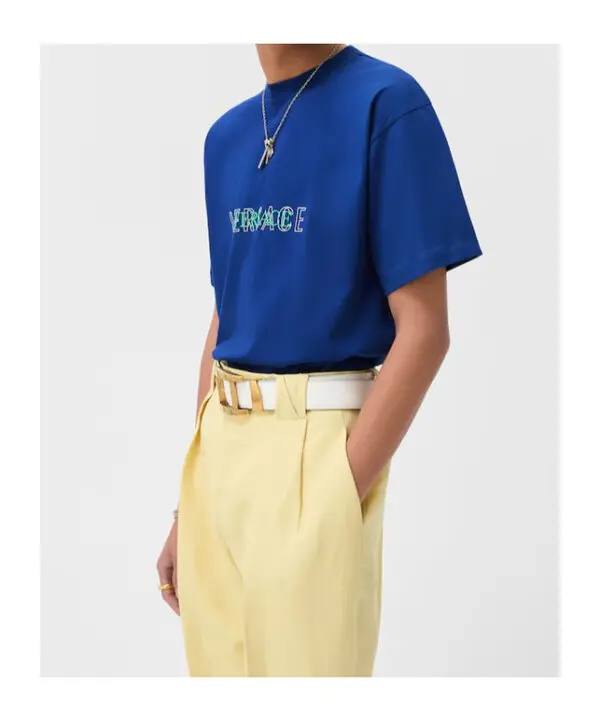 Versace Embroidered-logo Cotton-jersey Regular T-shirt