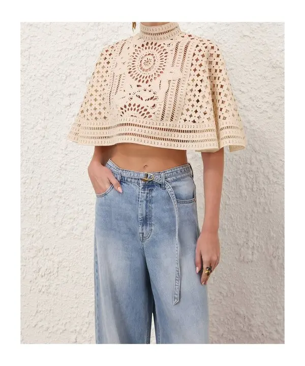 Zimmermann Indra Cropped Cape - Tea
