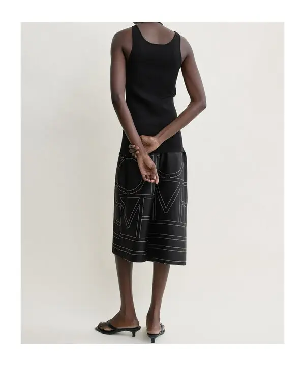 TOTEME Monogram Embroidered Relaxed Shorts - Black