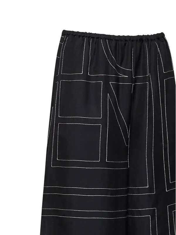 TOTEME Monogram Embroidered Relaxed Shorts - Black
