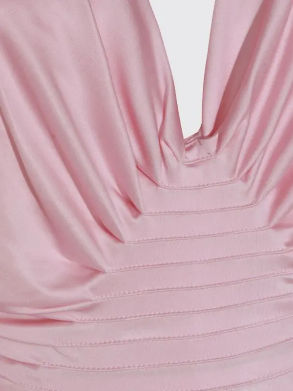 Versace Sleeveless V-neck Draped Maxi Dress - Light Pink