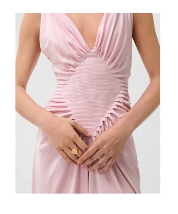 Versace Sleeveless V-neck Draped Maxi Dress - Light Pink