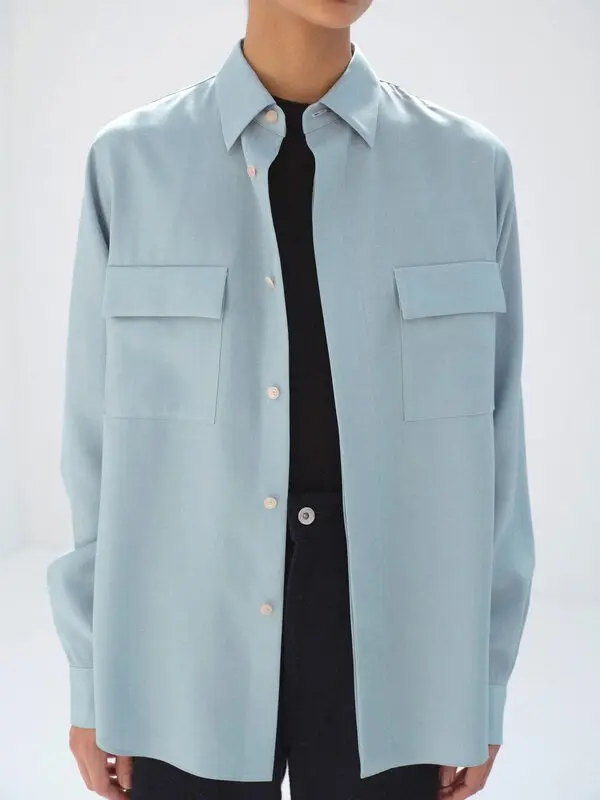 Auralee Long-sleeve Shirt With Classic Collar And Chest Pockets
