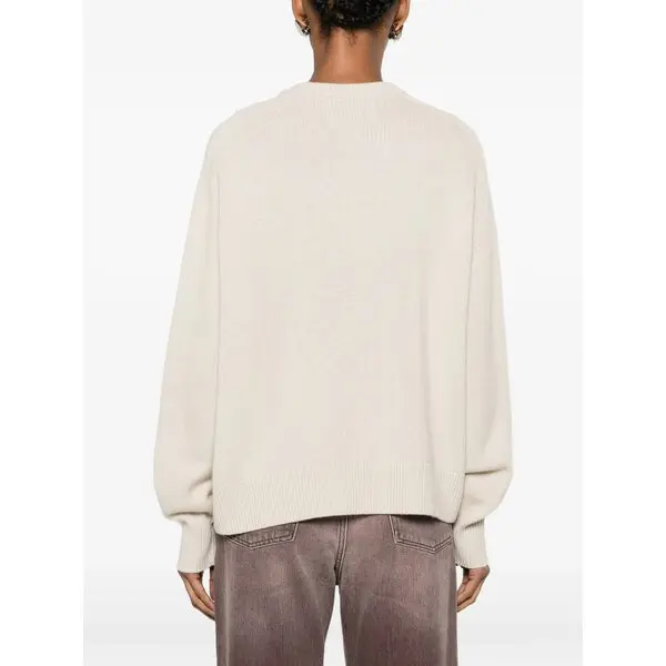 Soft Goat Crew Neck Raglan Sleeve Sweater - White