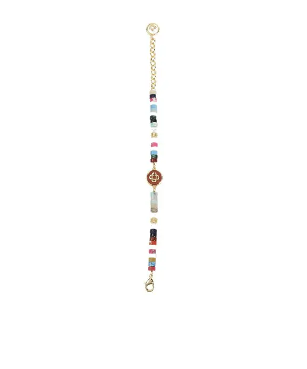 Casablanca Logo Beaded Bracelet - Golden And Multicoloured