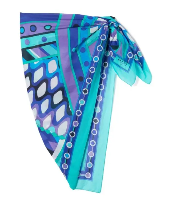 Emilio Pucci Vivara Print Cotton Sarong - Blue