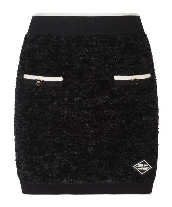 Elisabetta Franchi Contrasting Detail Bouclé Chenille Mini Skirt