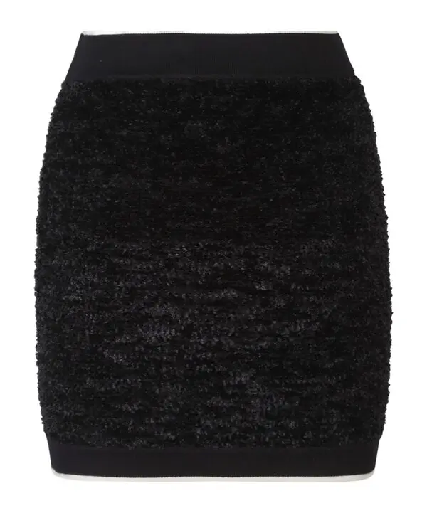 Elisabetta Franchi Contrasting Detail Bouclé Chenille Mini Skirt