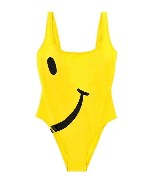 Moschino One-piece Swimsuit With Smiley Face Graphic - Yellow