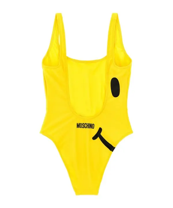 Moschino One-piece Swimsuit With Smiley Face Graphic - Yellow