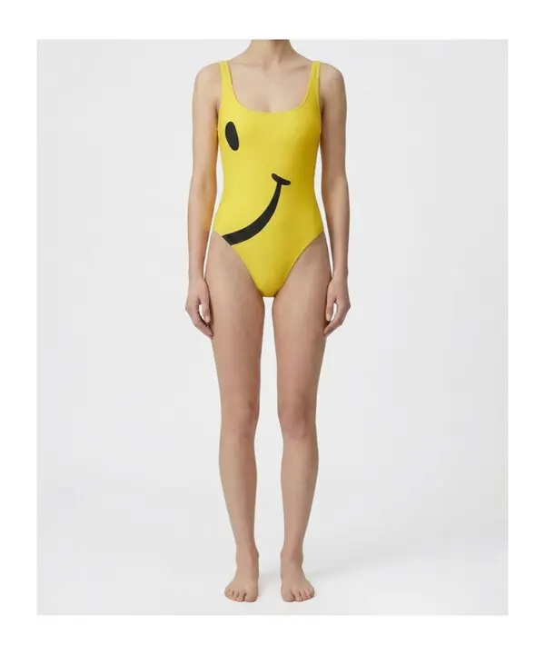 Moschino One-piece Swimsuit With Smiley Face Graphic - Yellow