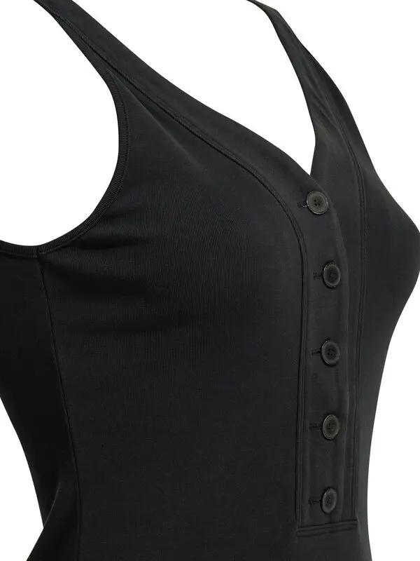 Auralee V-neck Ribbed Tank Top With Button Closure